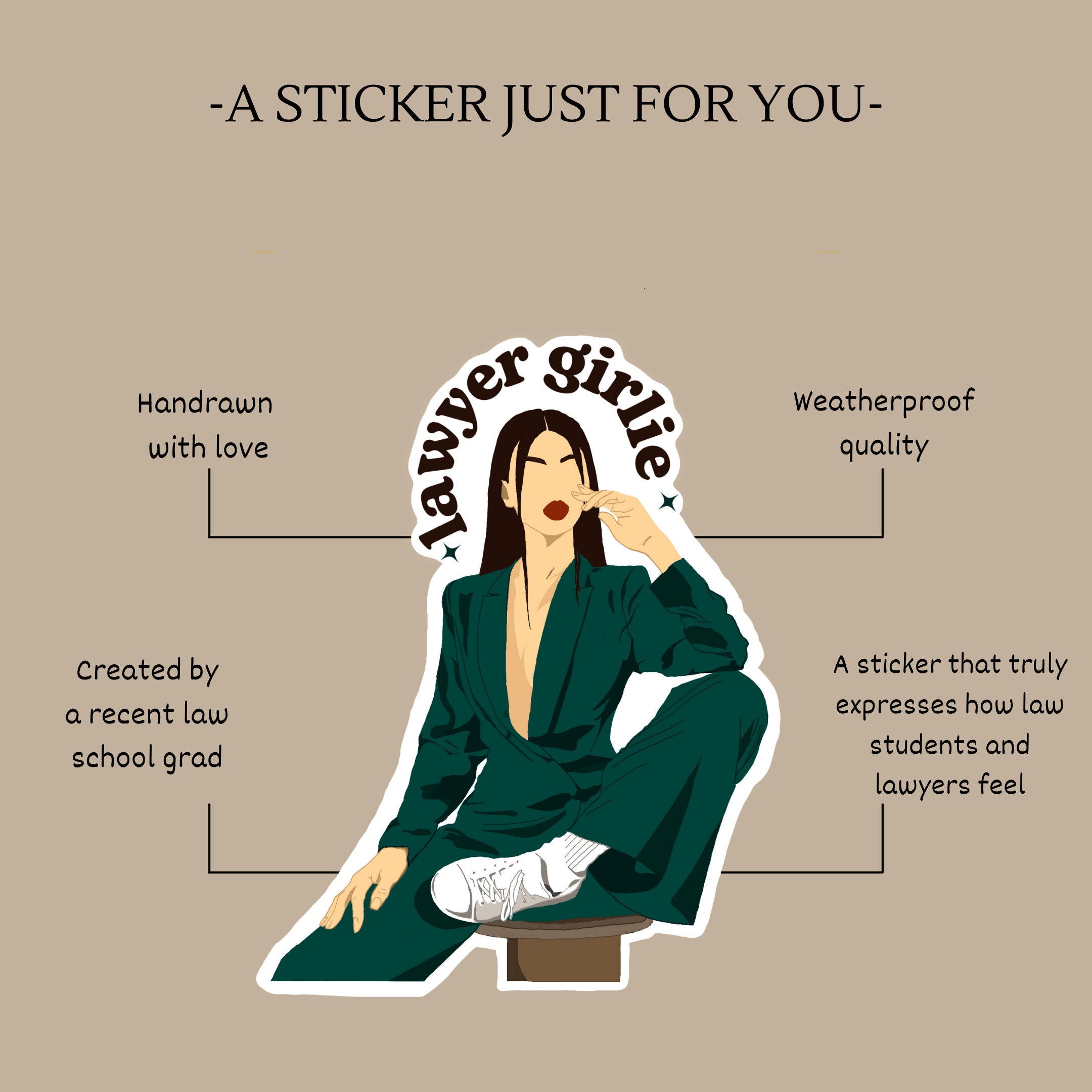 Lawyer Girlie Sticker Best Law School Graduation Present Lawyer Life ...