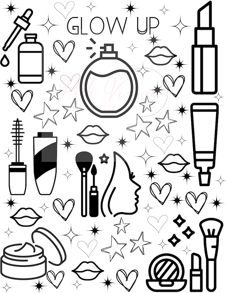Makeup Coloring Sheet Cosmetic Coloring Page Beauty - Etsy