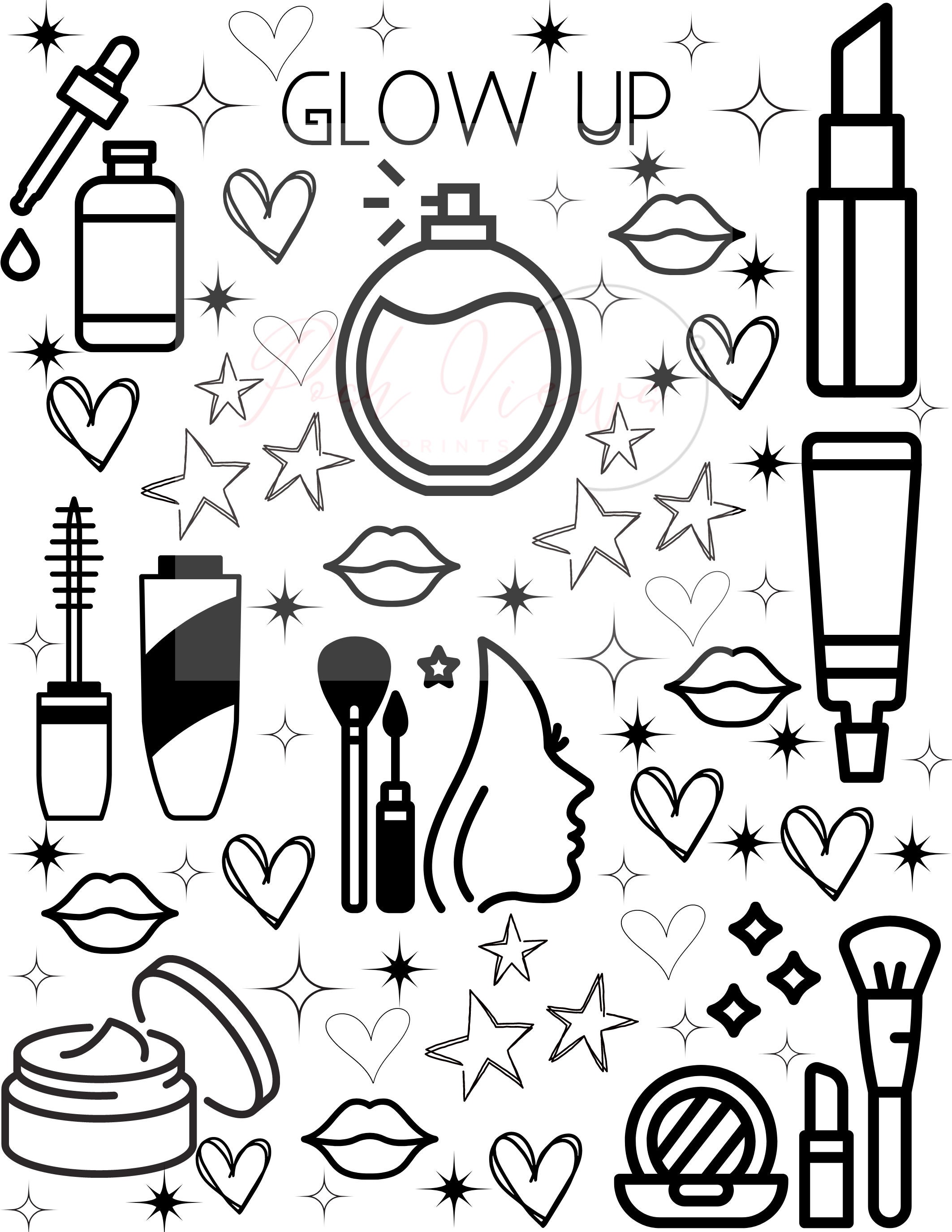 Makeup Coloring Sheet, Cosmetic Coloring Page, Beauty, Coloring Page ...