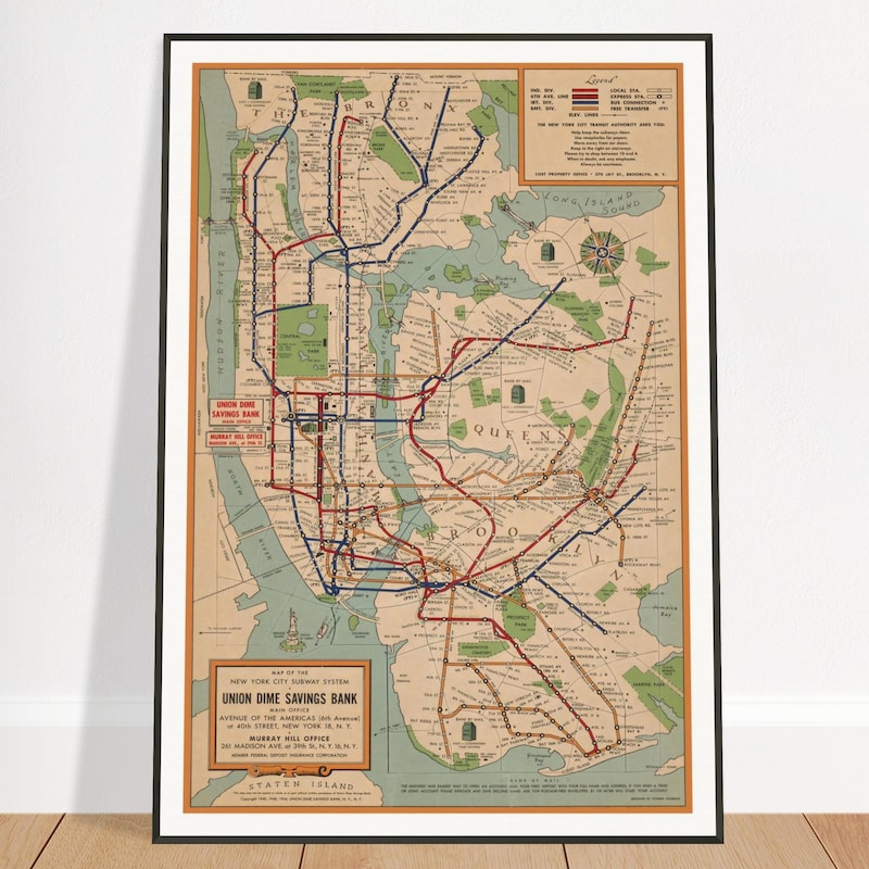 Subway Map for Brooklyn - Etsy UK