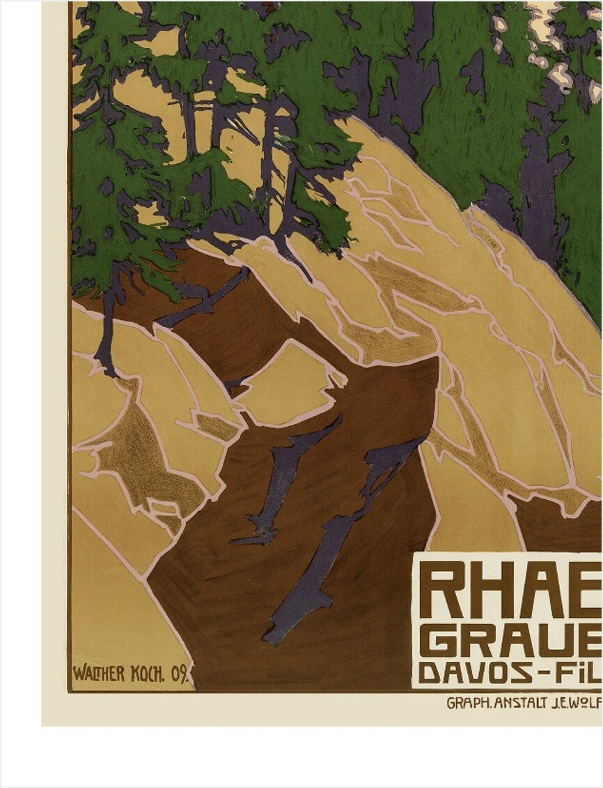 VINTAGE GERMAN RAILROAD, 1909 Travel Poster, Rhenish Railway Company ...