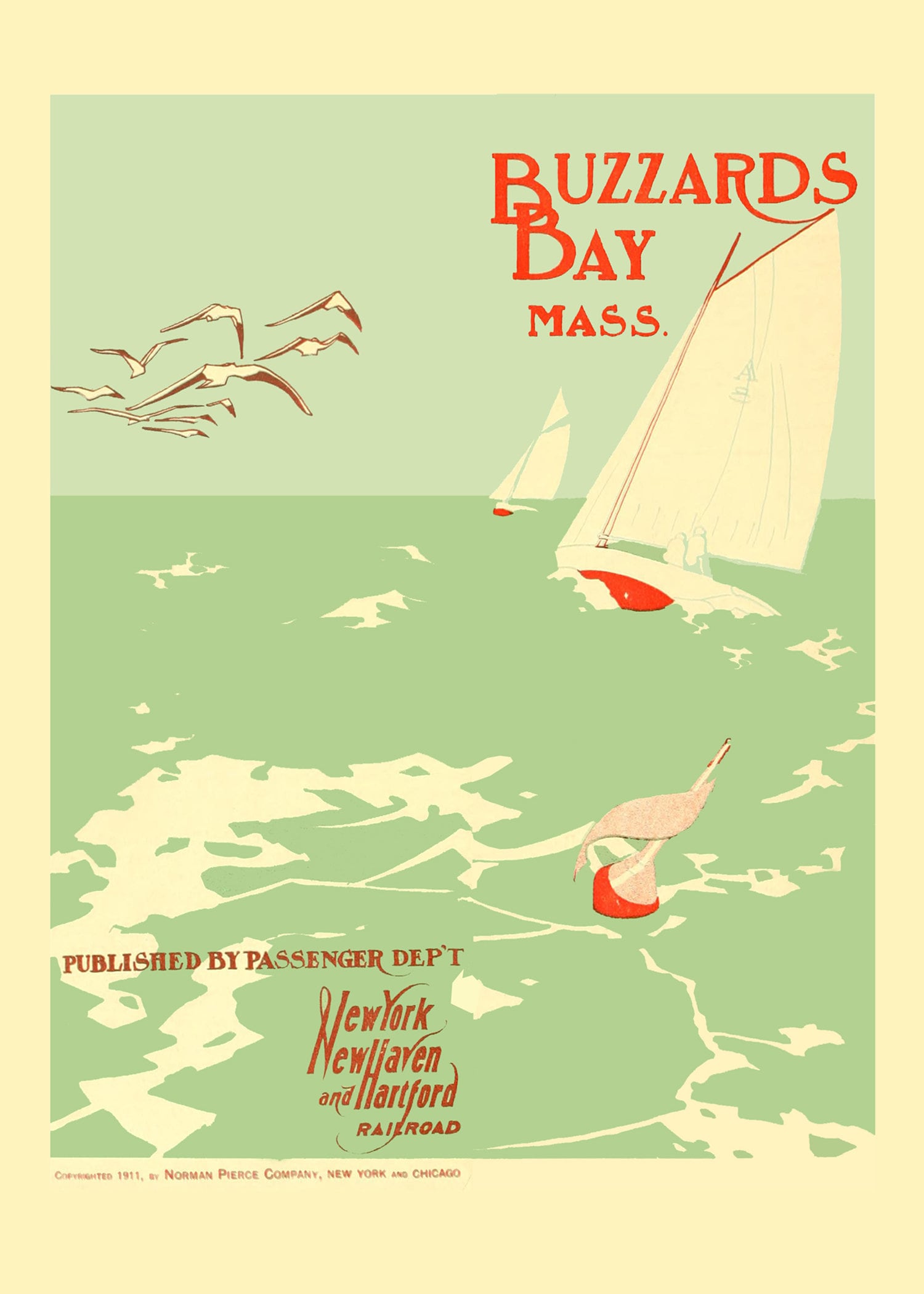 Buzzards Bay Vintage Tourism Art - See Its Harbors, Ports, Onset ...