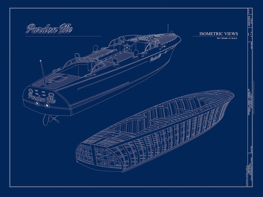 VINTAGE 1947 SPEEDBOAT BLUEPRINT Replica Print on - Etsy