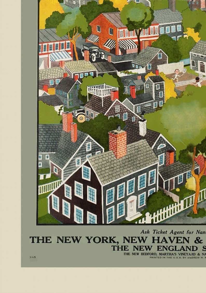 NANTUCKET ISLAND VACATION Poster 1925 Replica Print Travel Reproduction ...