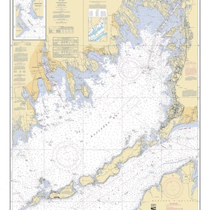 BUZZARDS BAY NAUTICAL Map Replica Print 1977, From Onset to Padanarum ...