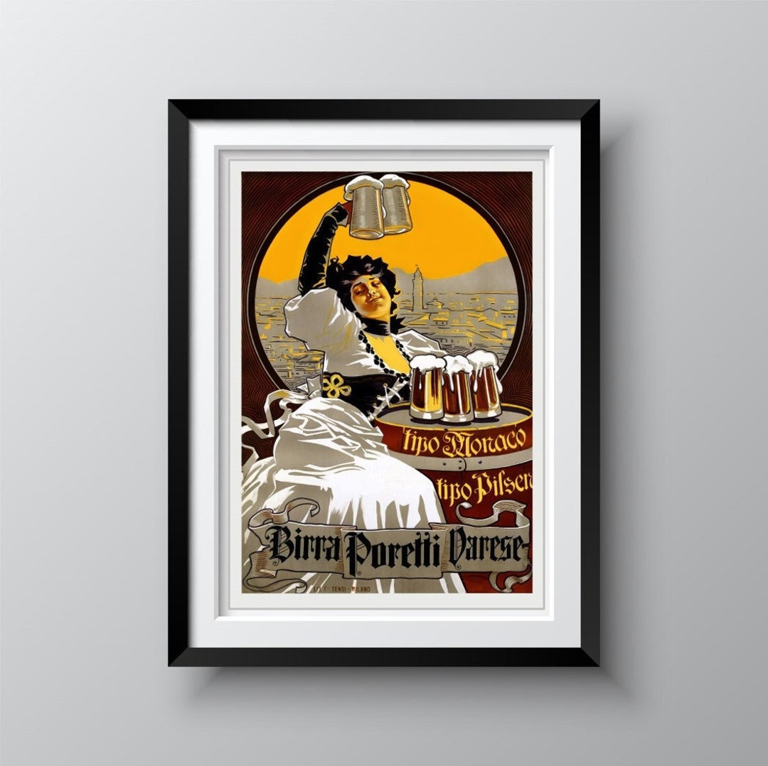 Art Nouveau Italian Birra Poretti Beer Poster 1900, Vintage Beer Art ...