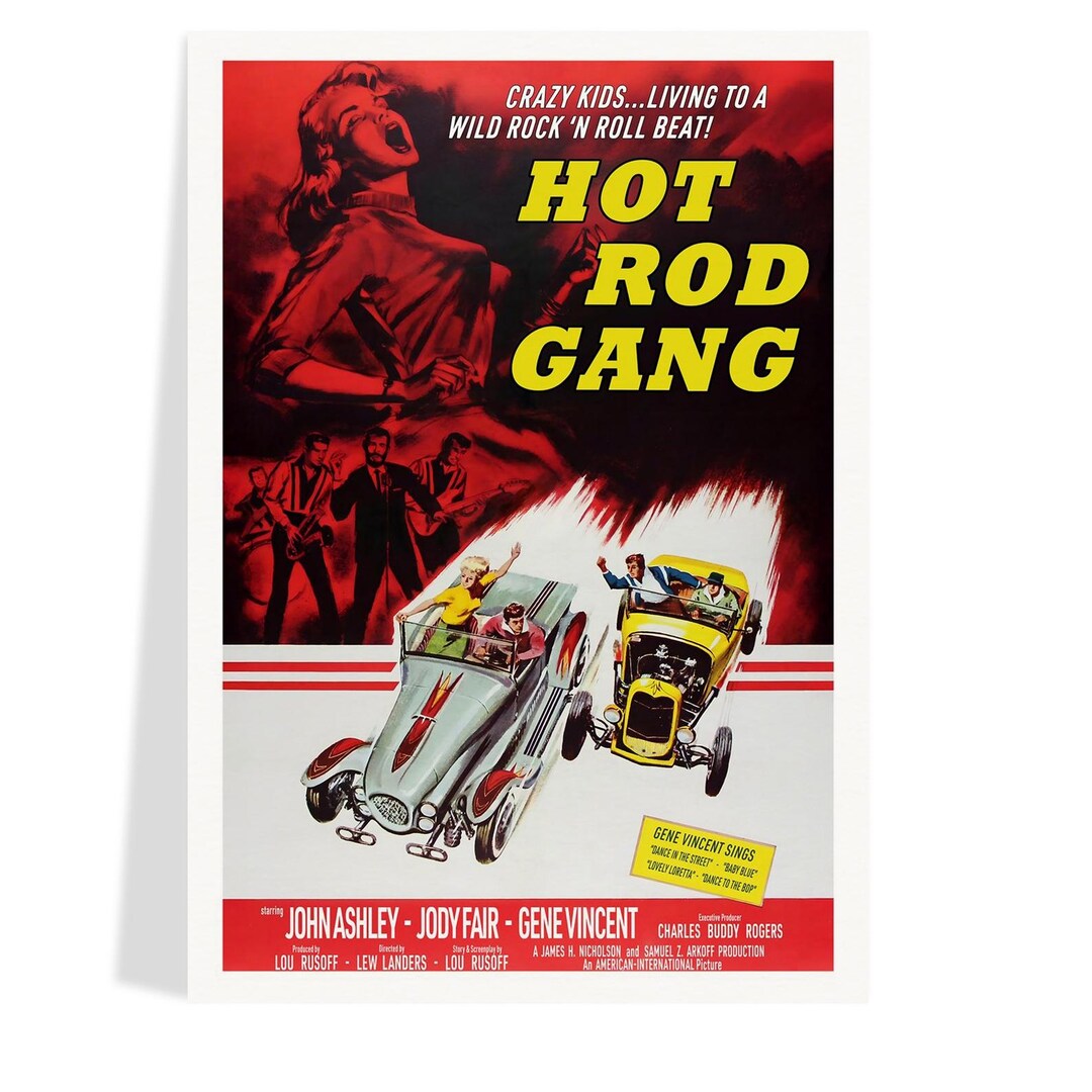 Hot Rod Gang 1958 Movie Poster, A Classic 1950s Teen Rebel Rock ‘n Roll ...