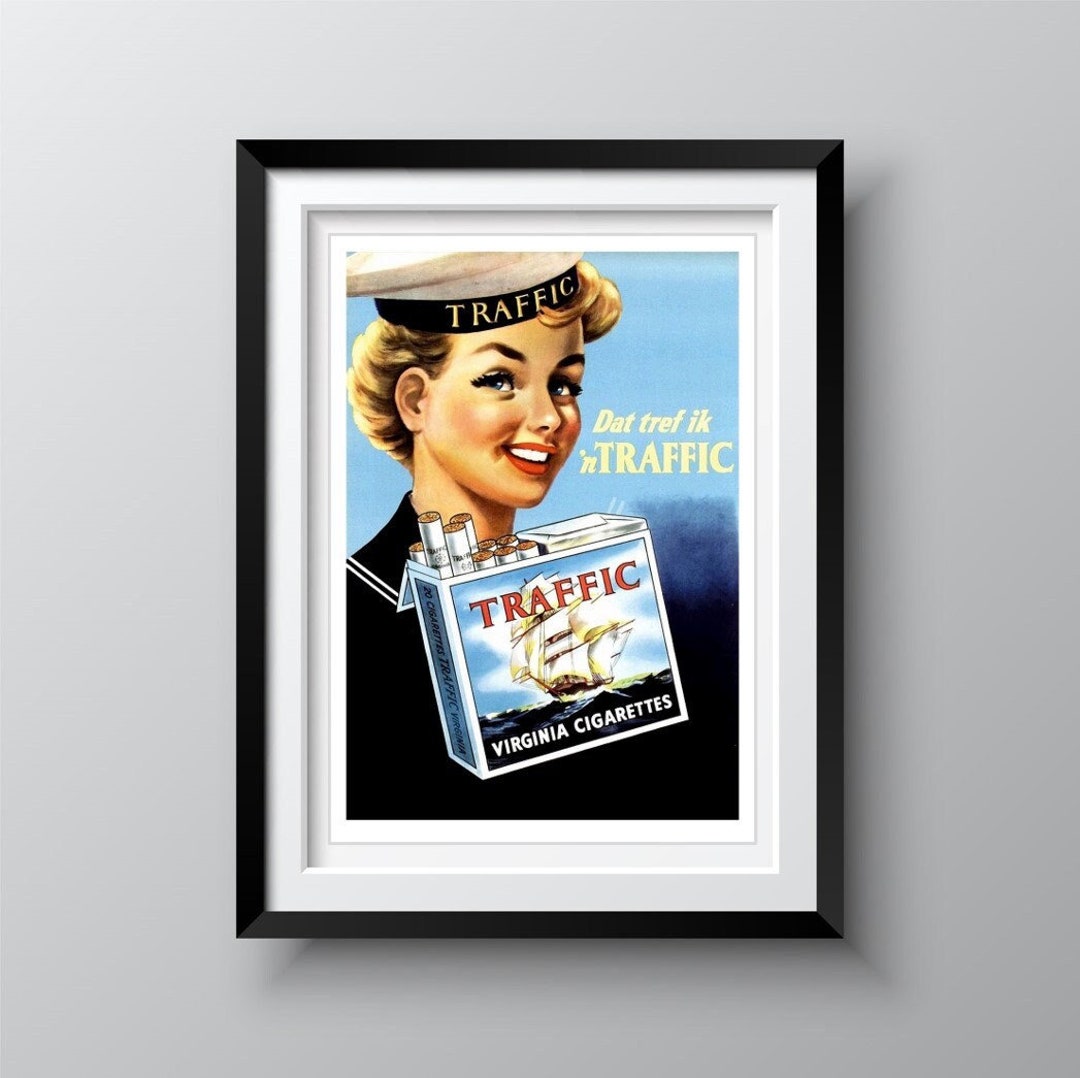 VINTAGE SMOKING & TOBACCO Poster, Traffic Cigarettes Advertisement ...