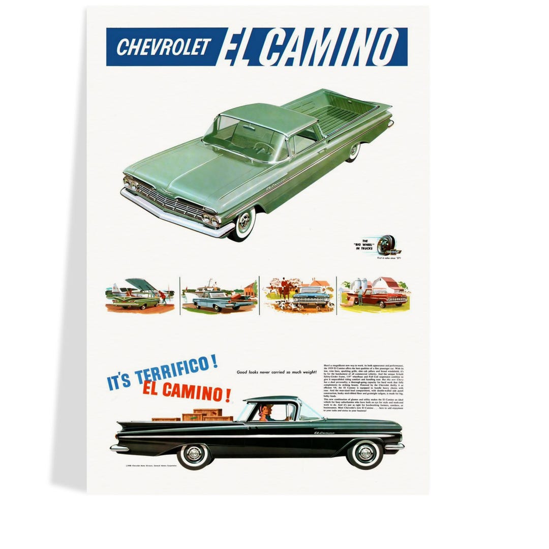 Vintage 1959 Chevrolet El Camino Print, Classic Car Advertisement ...