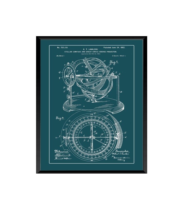 VINTAGE CELESTIAL NAVIGATION Compass Print Replica 1902 - Unique ...