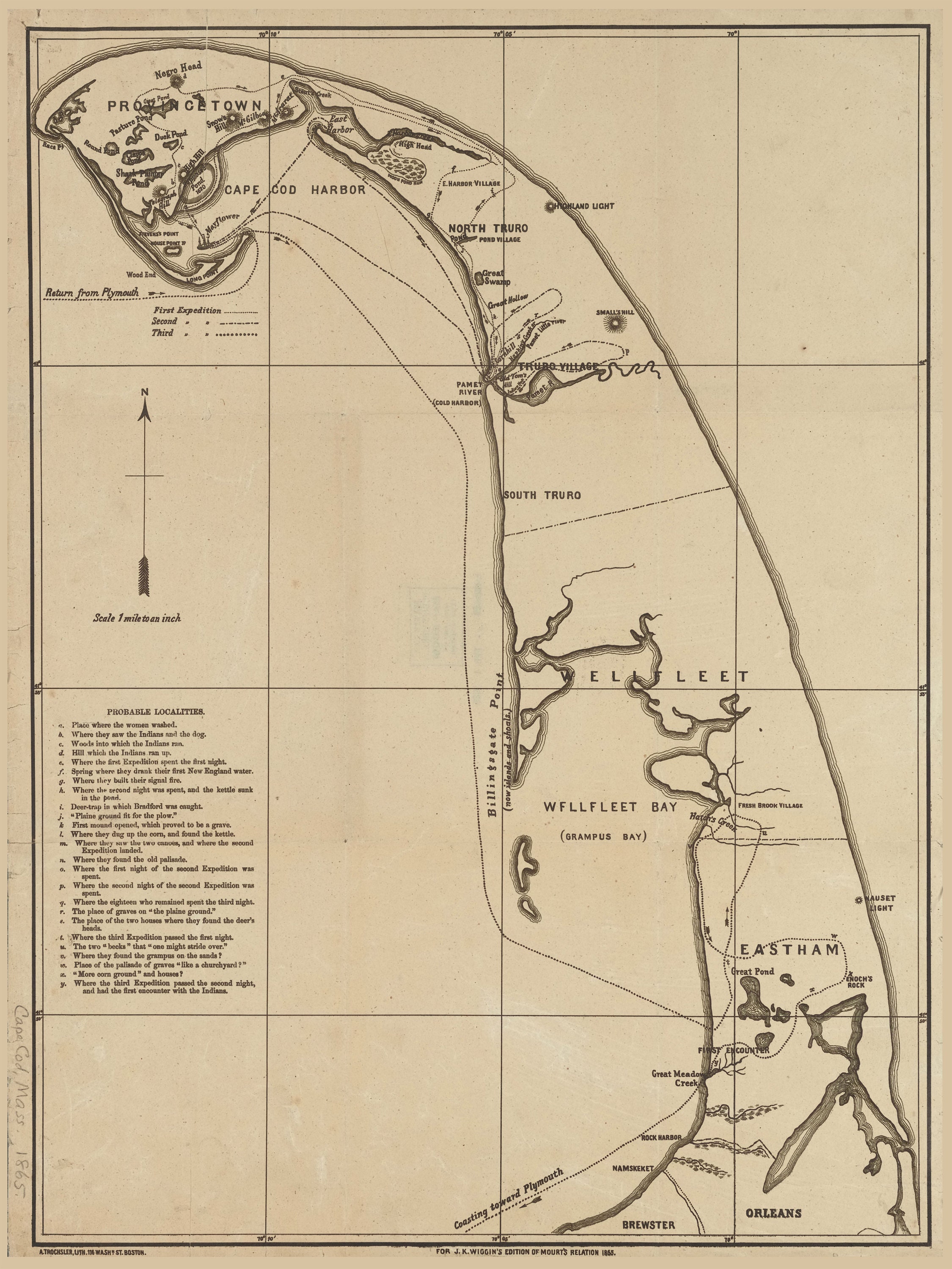 CAPE COD VINTAGE Map Replica Print - Circa 1865 - From Provincetown to ...