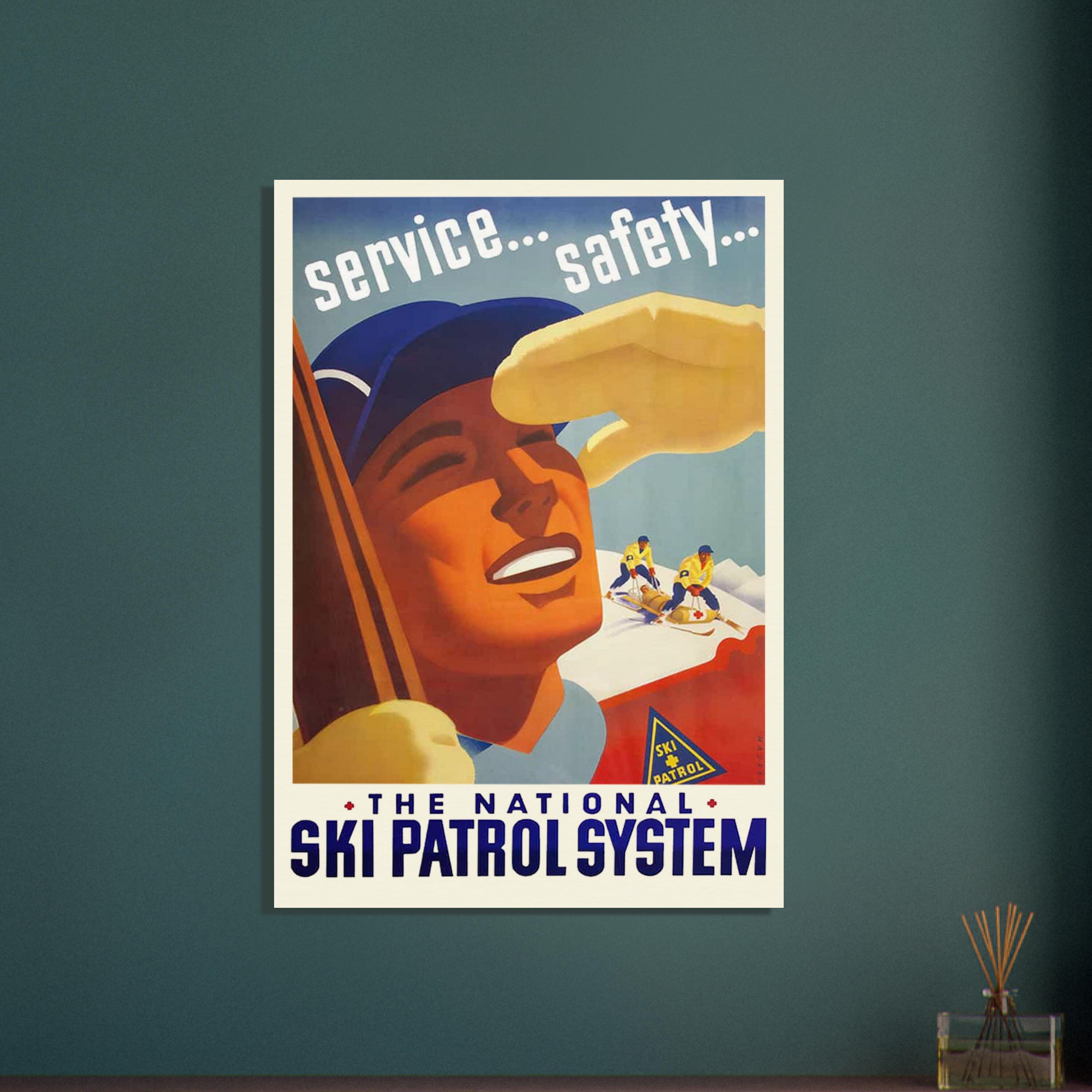 SKI PATROL, 1940s Vintage Skiing Poster, the National Ski Patrol ...