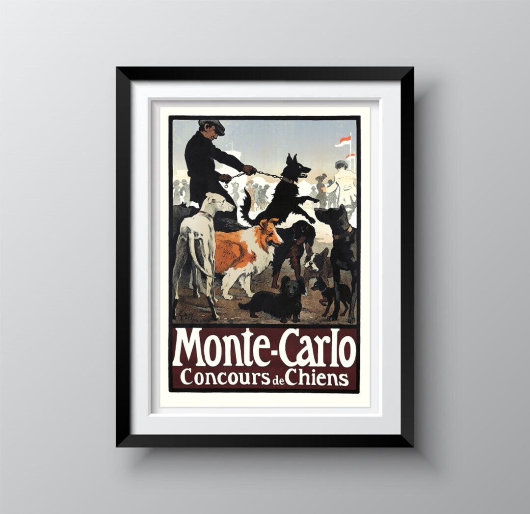 DOG SHOW Vintage Poster 1905, Monte Carlo Monaco, Museum Quality ...