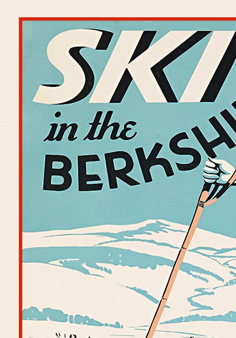 SKI THE BERKSHIRES, 1936 Vintage Travel Poster, Skiing Art Wall Decor ...