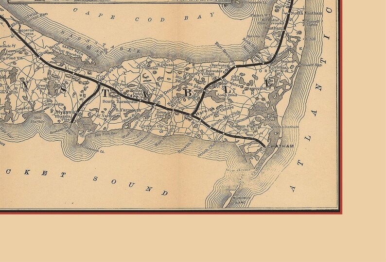 OLD COLONY LINE Railroad Map Replica Print 1888 - Tracks From Taunton ...