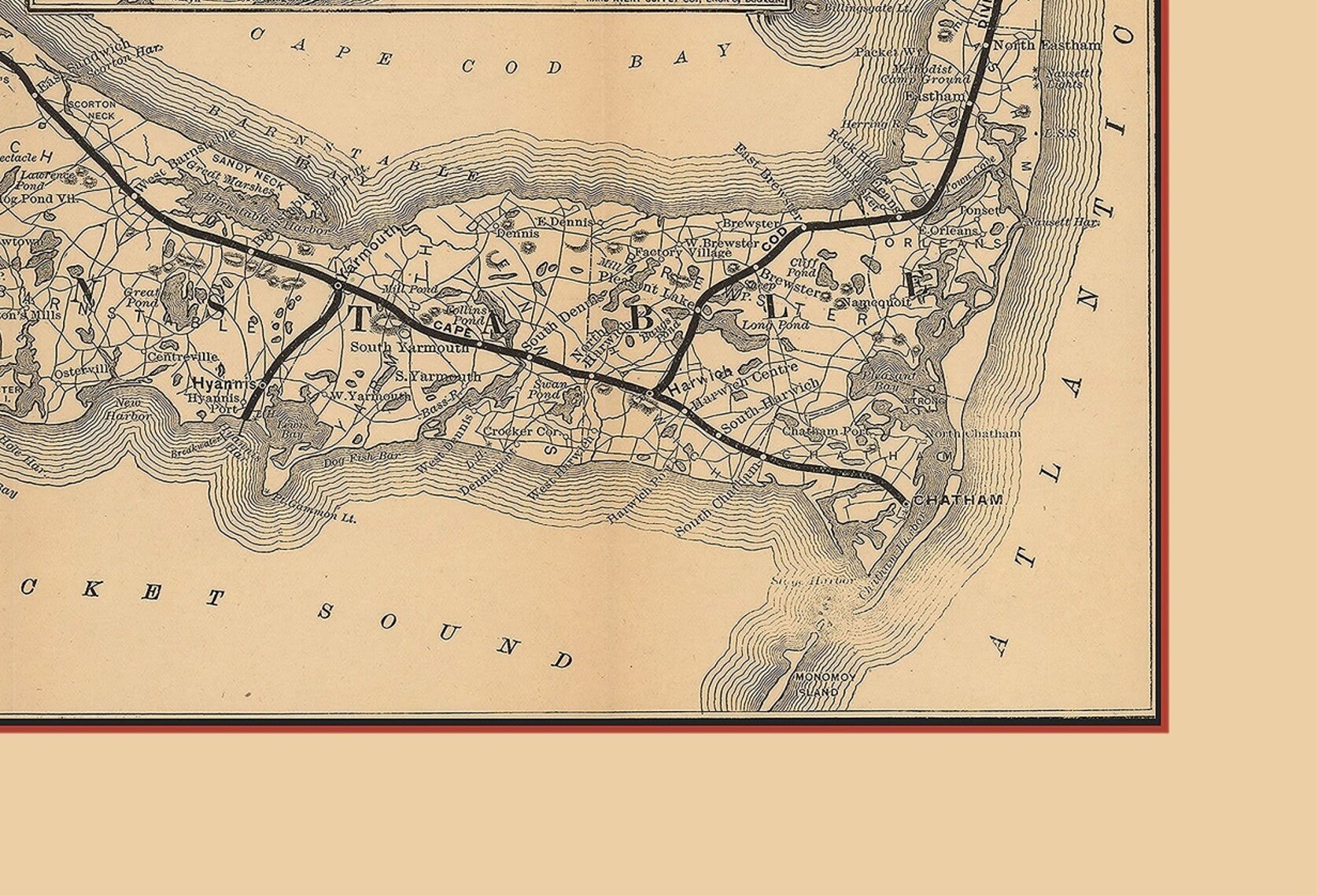 OLD COLONY LINE Railroad Map Replica Print 1888 - Tracks From Taunton ...