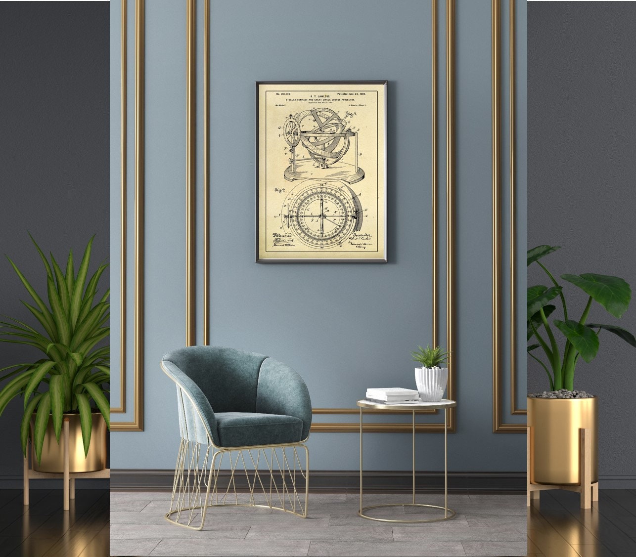 VINTAGE CELESTIAL NAVIGATION Compass Print Replica 1902 - Unique ...