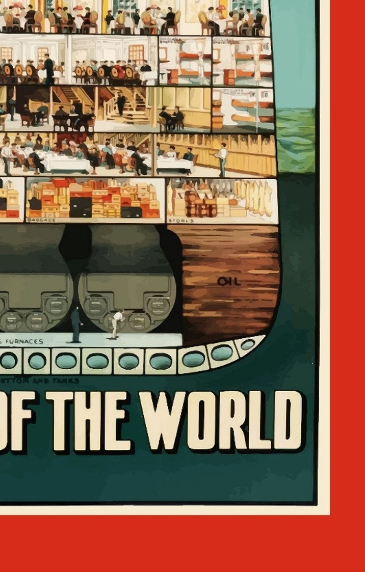 Vintage Passenger Ship Cut Away View Antique 1912 Poster - Etsy