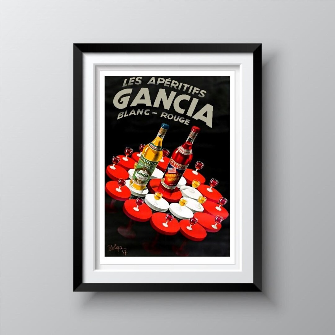 VINTAGE LIQUEUR POSTER, 1937 Food & Drink Poster, Gancia Dessert Wine ...