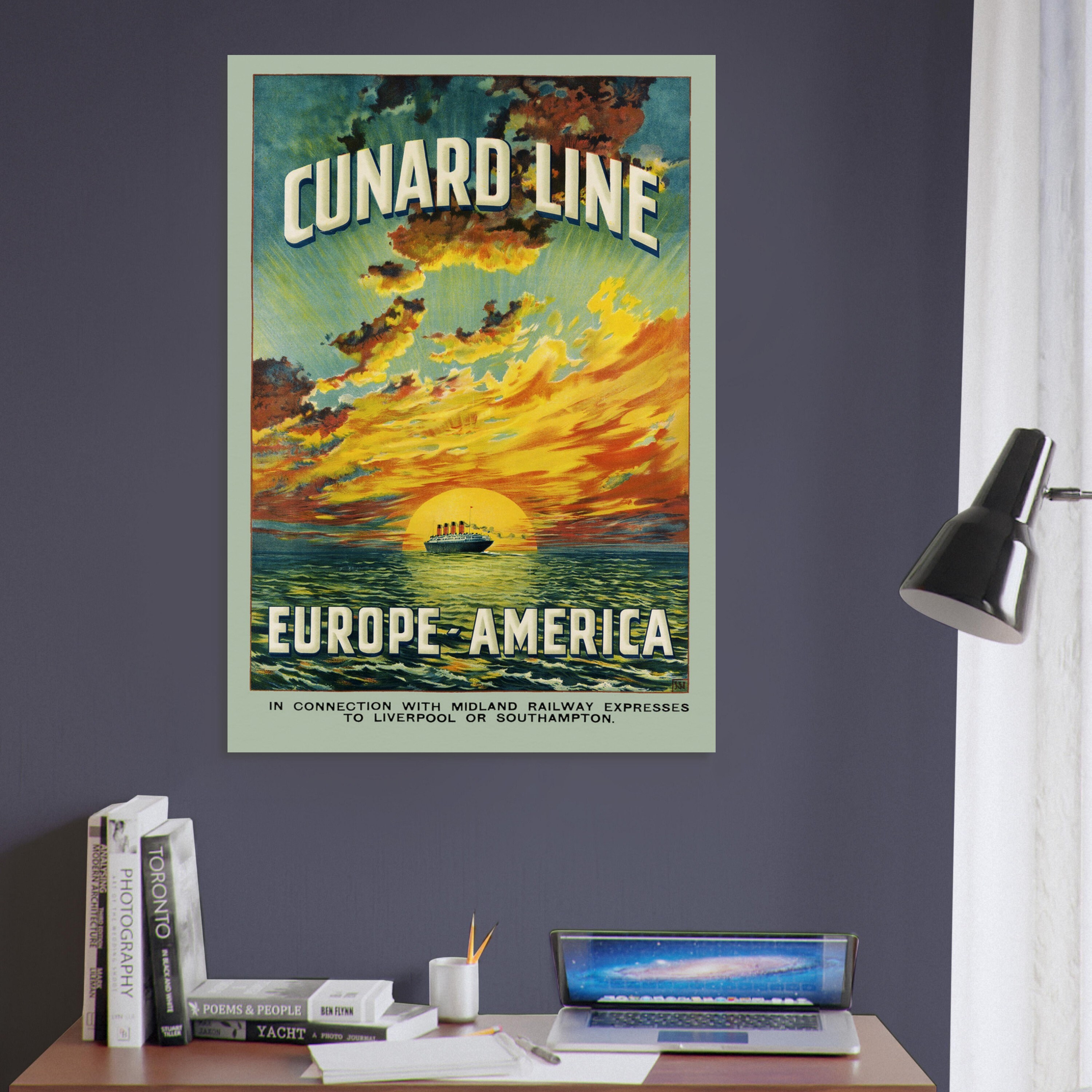 Vintage Cunard Line Aquitania Ocean Liner Poster, Europe-america Route ...