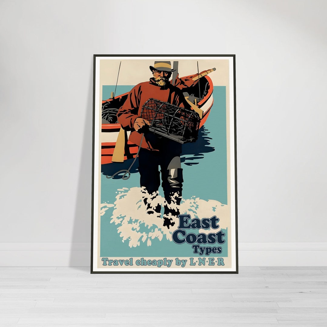Vintage Coastal Theme Travel Poster From 1931, the Lobsterman, A Unique ...