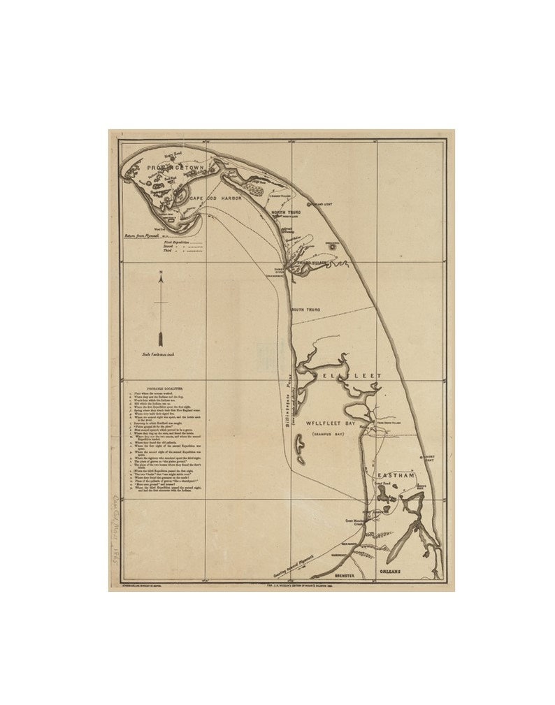 CAPE COD VINTAGE Map Replica Print - Circa 1865 - From Provincetown to ...