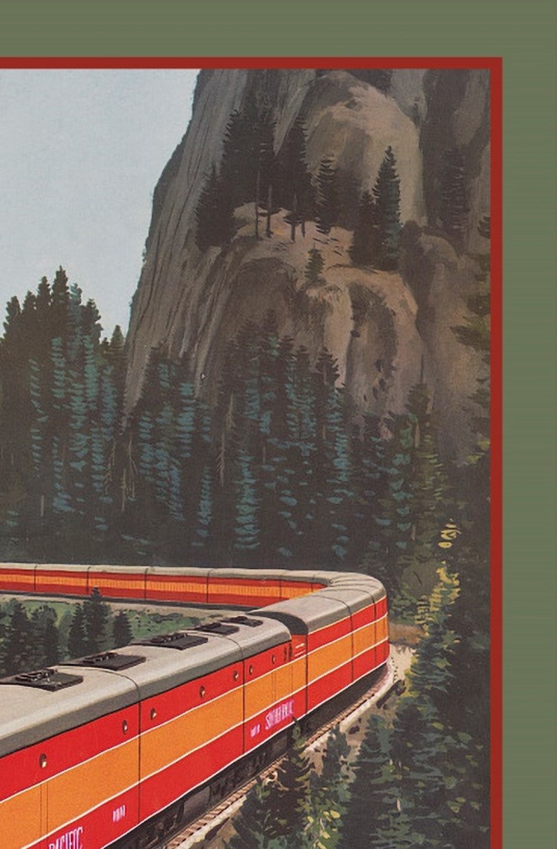 Vintage Train Travel Poster Antique 1950 Southern Pacific - Etsy