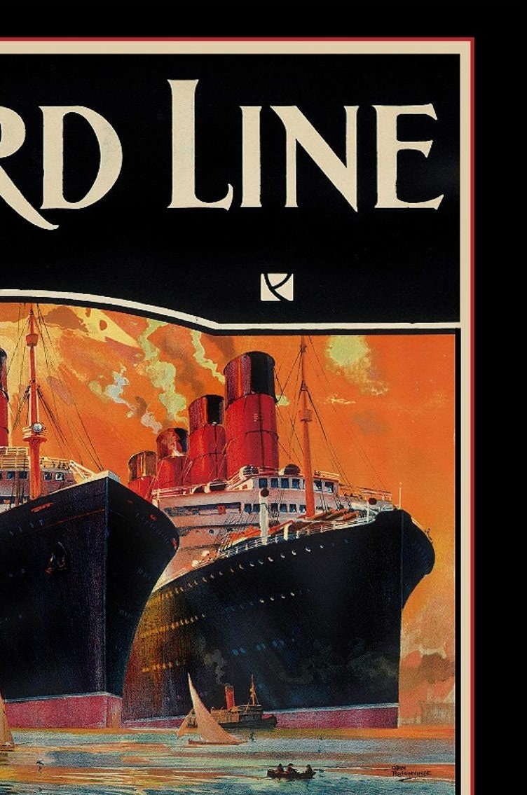 Vintage Cunard Line Passenger Ship Poster, Antique 1912, Vintage Ocean ...