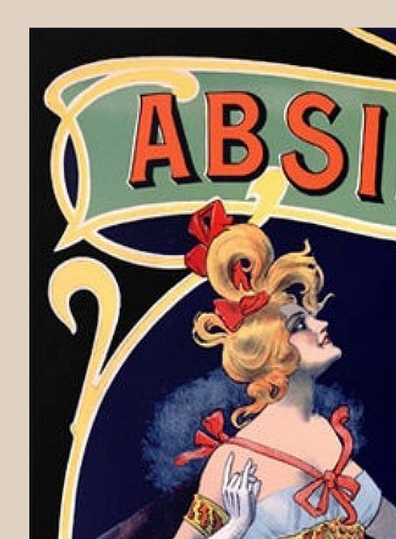 VINTAGE ABSINTHE POSTER 1900, Paris France, Food and Drink Art Wall ...