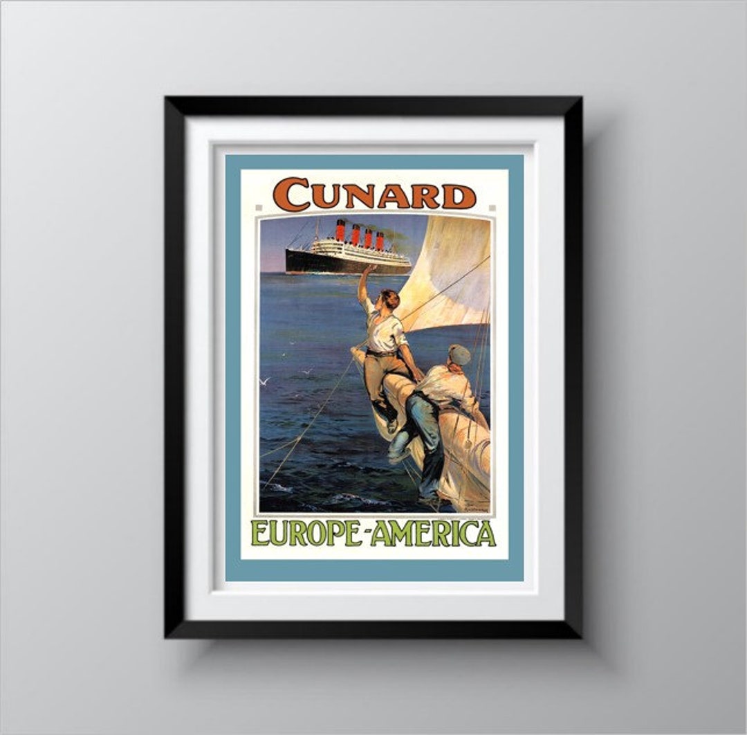 Vintage Cunard Line Travel Poster 1914, Europe-america Route, Vintage ...