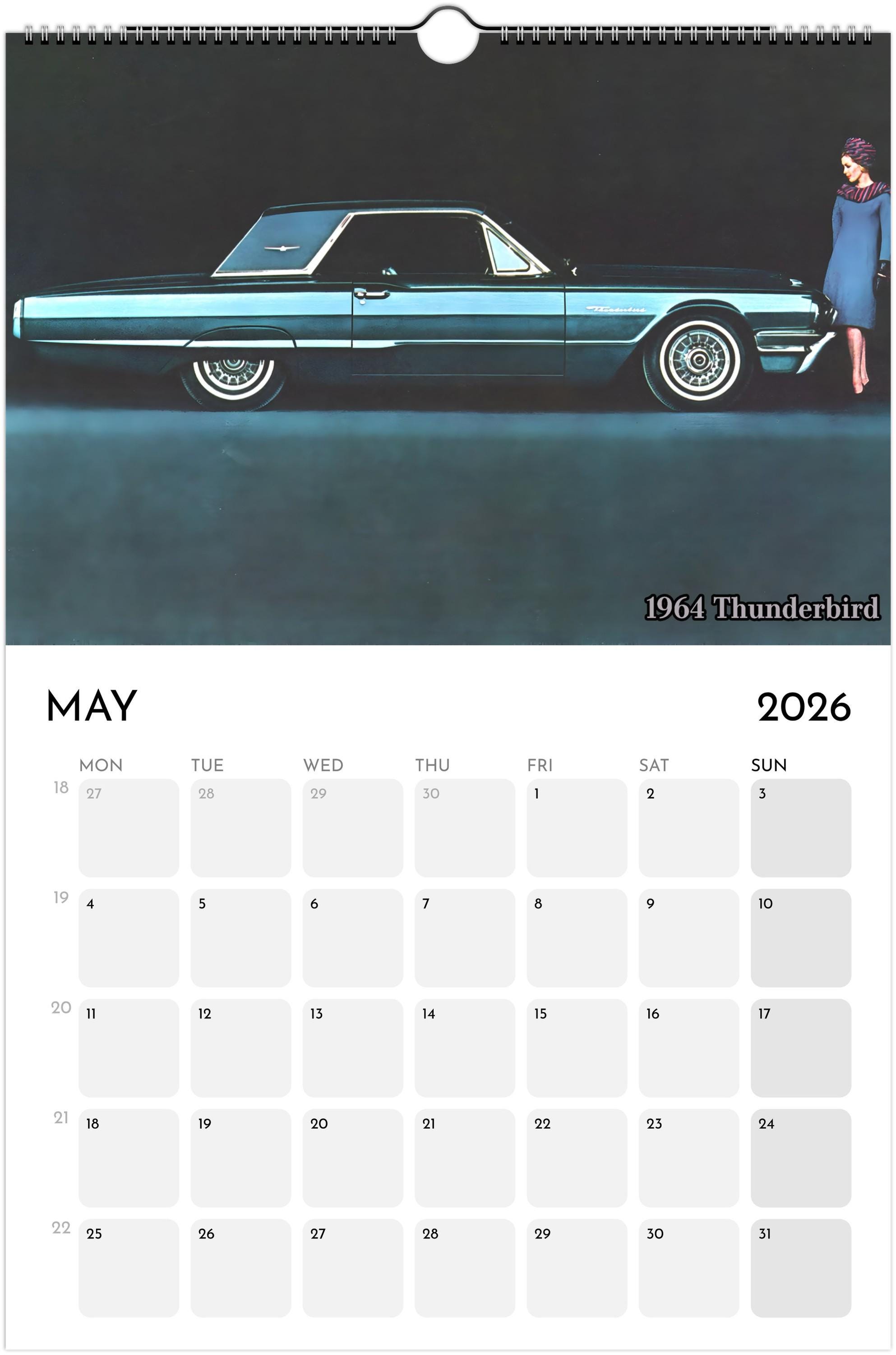 2026 Ford Classic Car Wall Calendar, (version for BUYERS OUTSIDE of ...