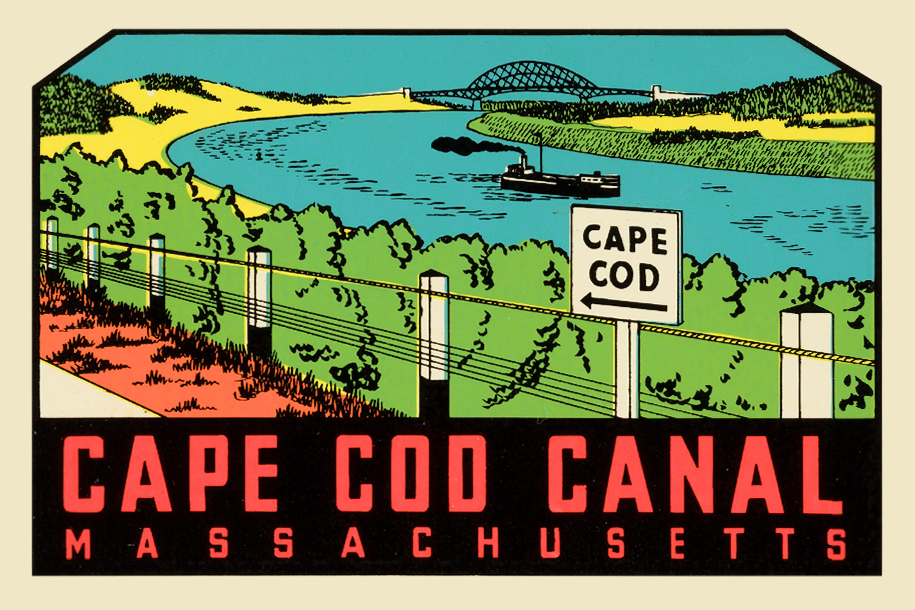 Cape Cod Canal Vintage 1960s Travel Poster. Available in Sizes 12x18 ...