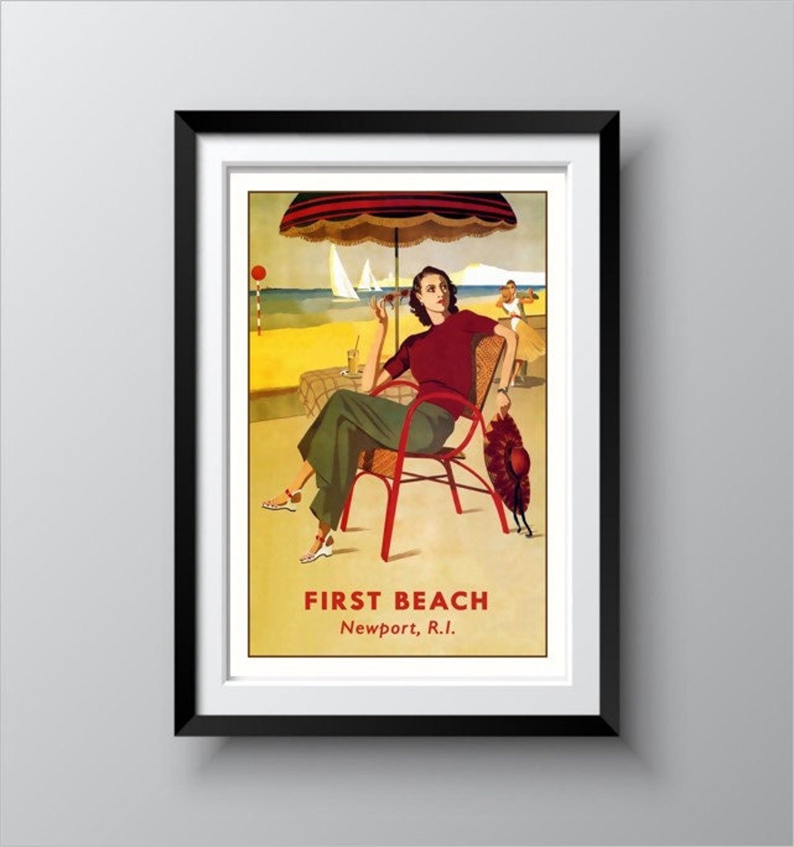 First Beach Newport Rhode Island Vintage Tourism Poster Reproduced on ...