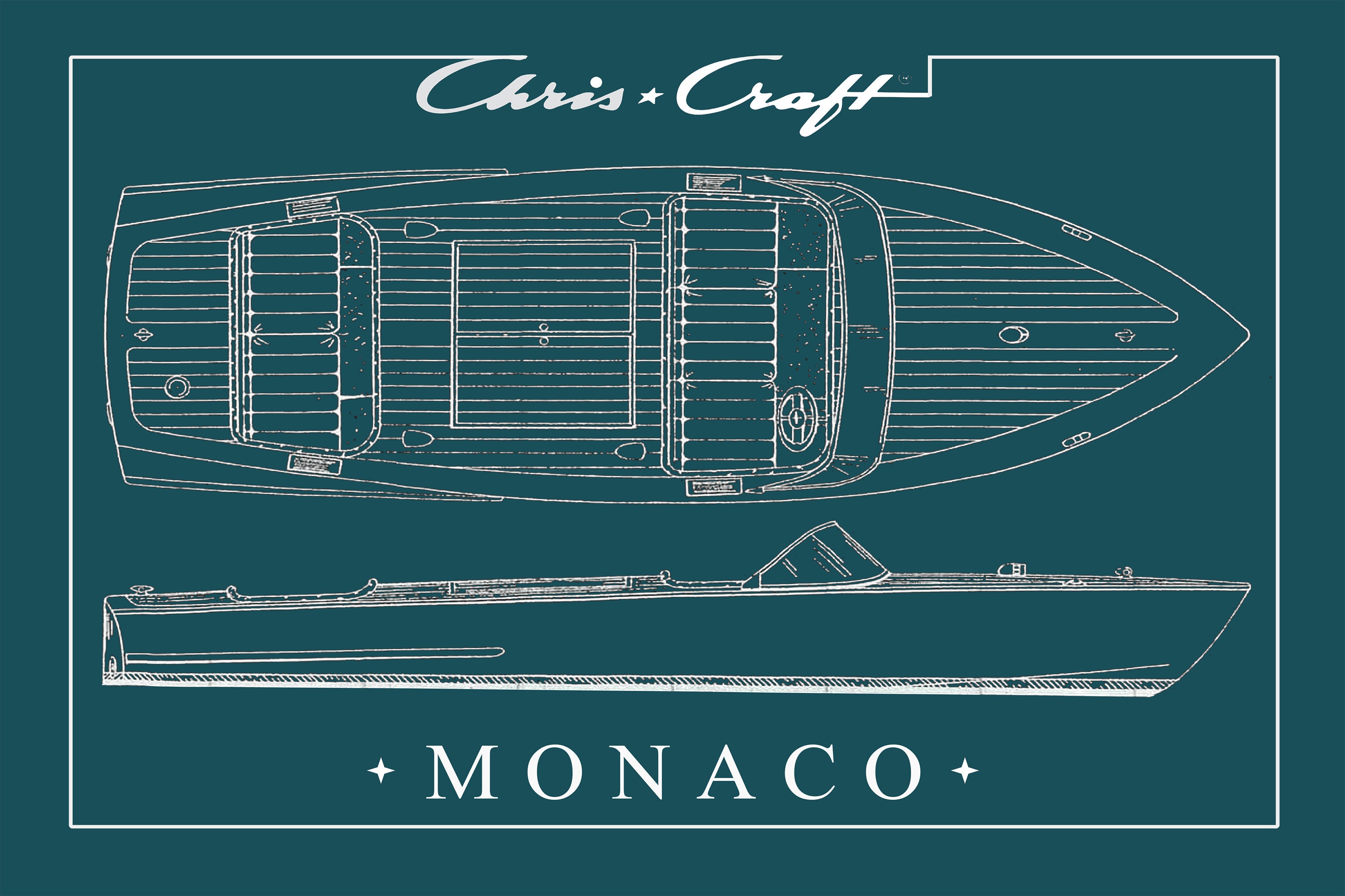 VINTAGE CHRIS-CRAFT Speedboat 1947 Replica Poster Print. Reproduced on ...