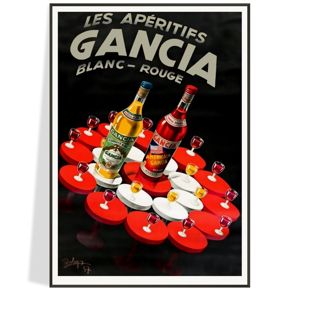 VINTAGE LIQUEUR POSTER, 1937 Food & Drink Poster, Gancia Dessert Wine ...