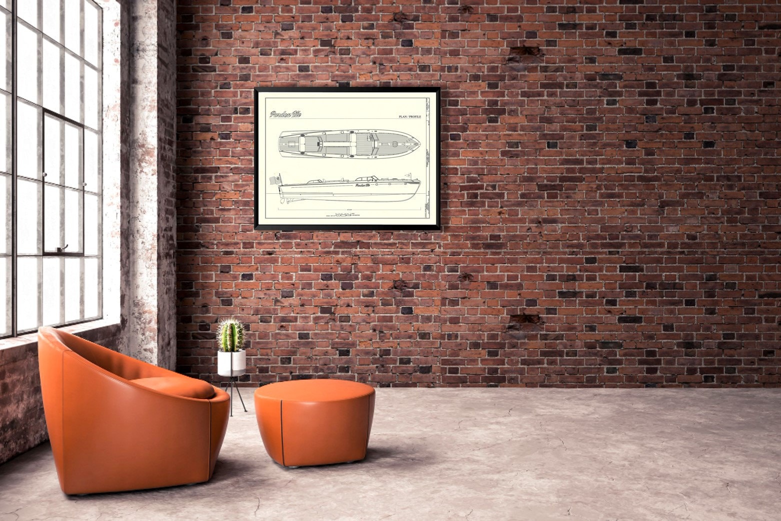 VINTAGE 1947 HACKER SPEEDBOAT Stylized Design Print for Nautical Themed ...