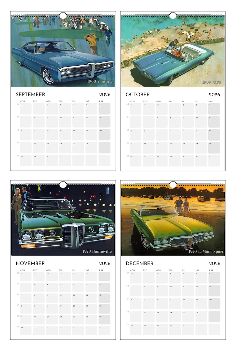 Classic Pontiacs 1960–1970 Calendar, 2026 11x16.5 Inch Calendar ...
