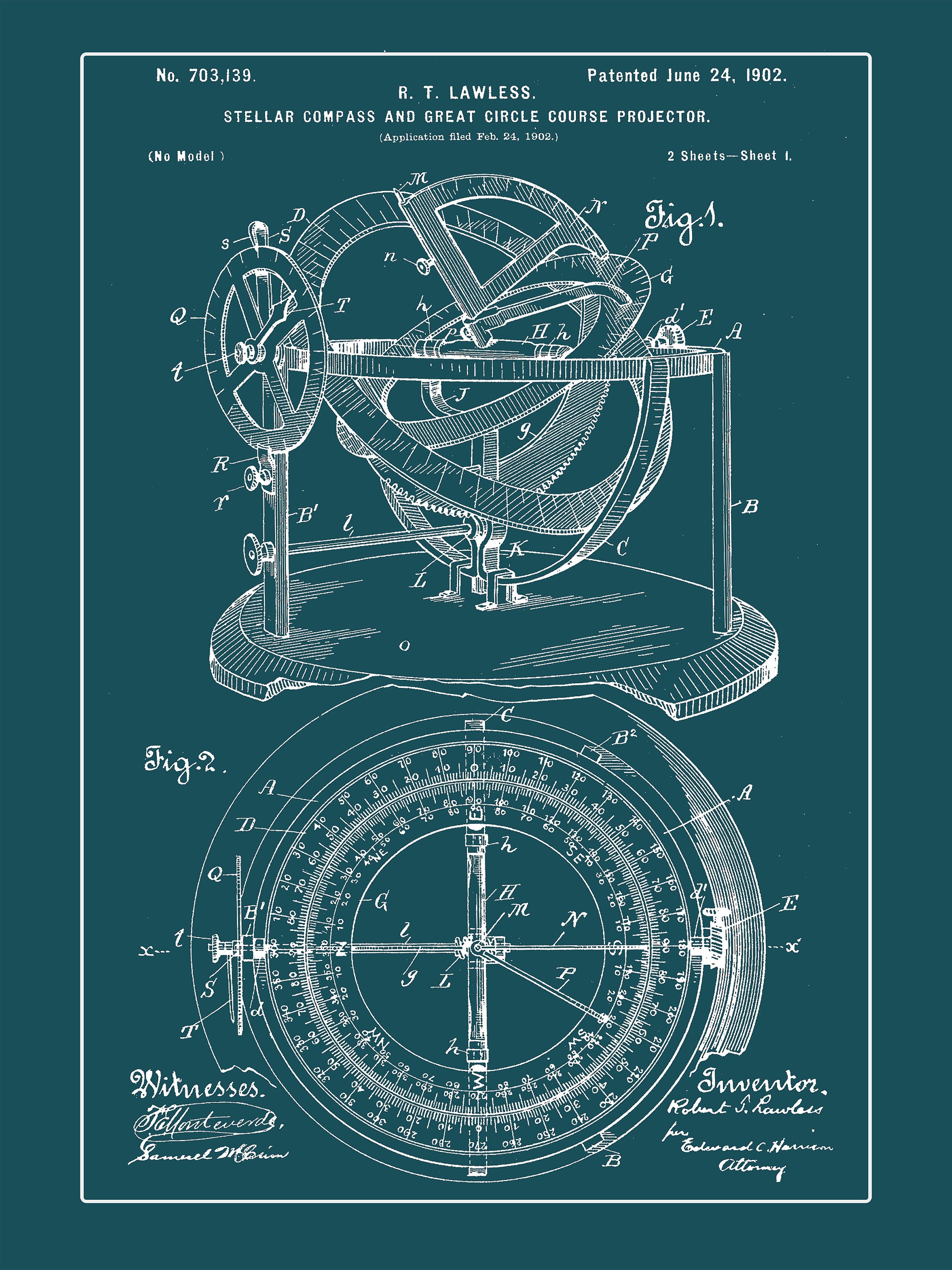 VINTAGE CELESTIAL NAVIGATION Compass Print Replica 1902 - Unique ...