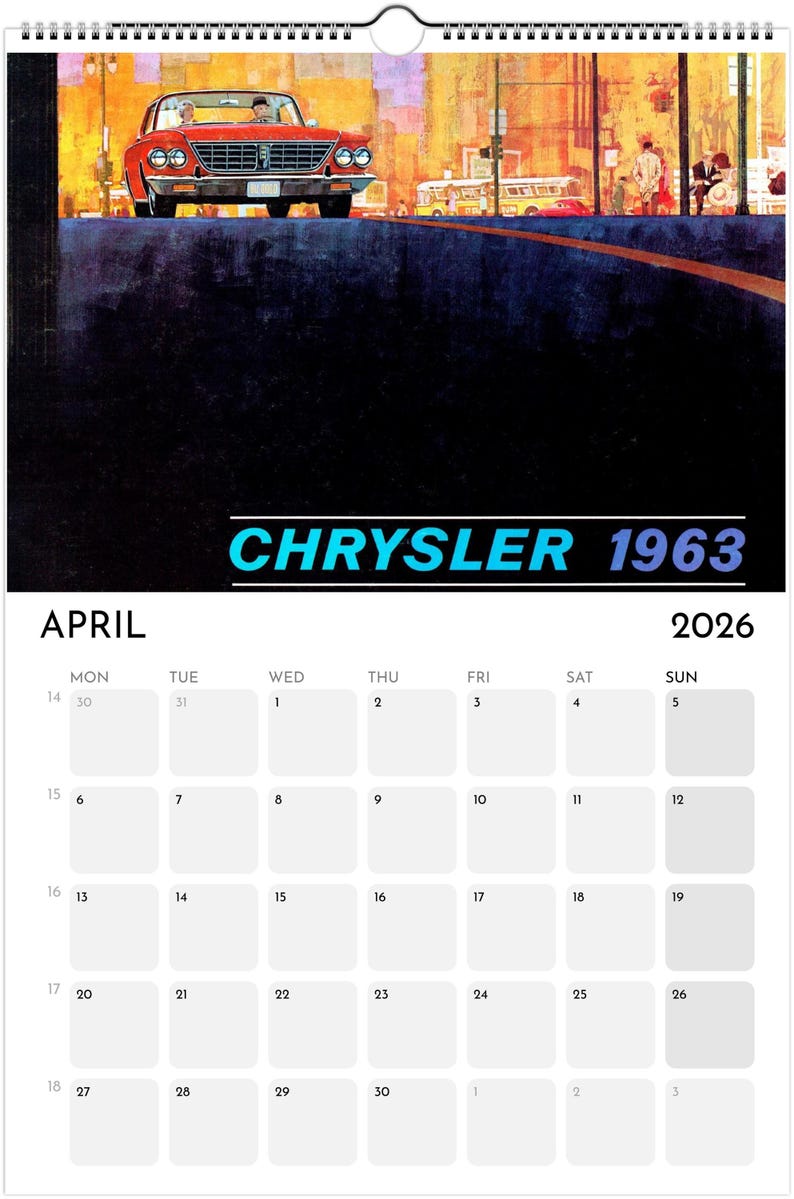 2026 Chrysler Classic Car Calendar Size 11x16.5 In. Model Years 1960 ...