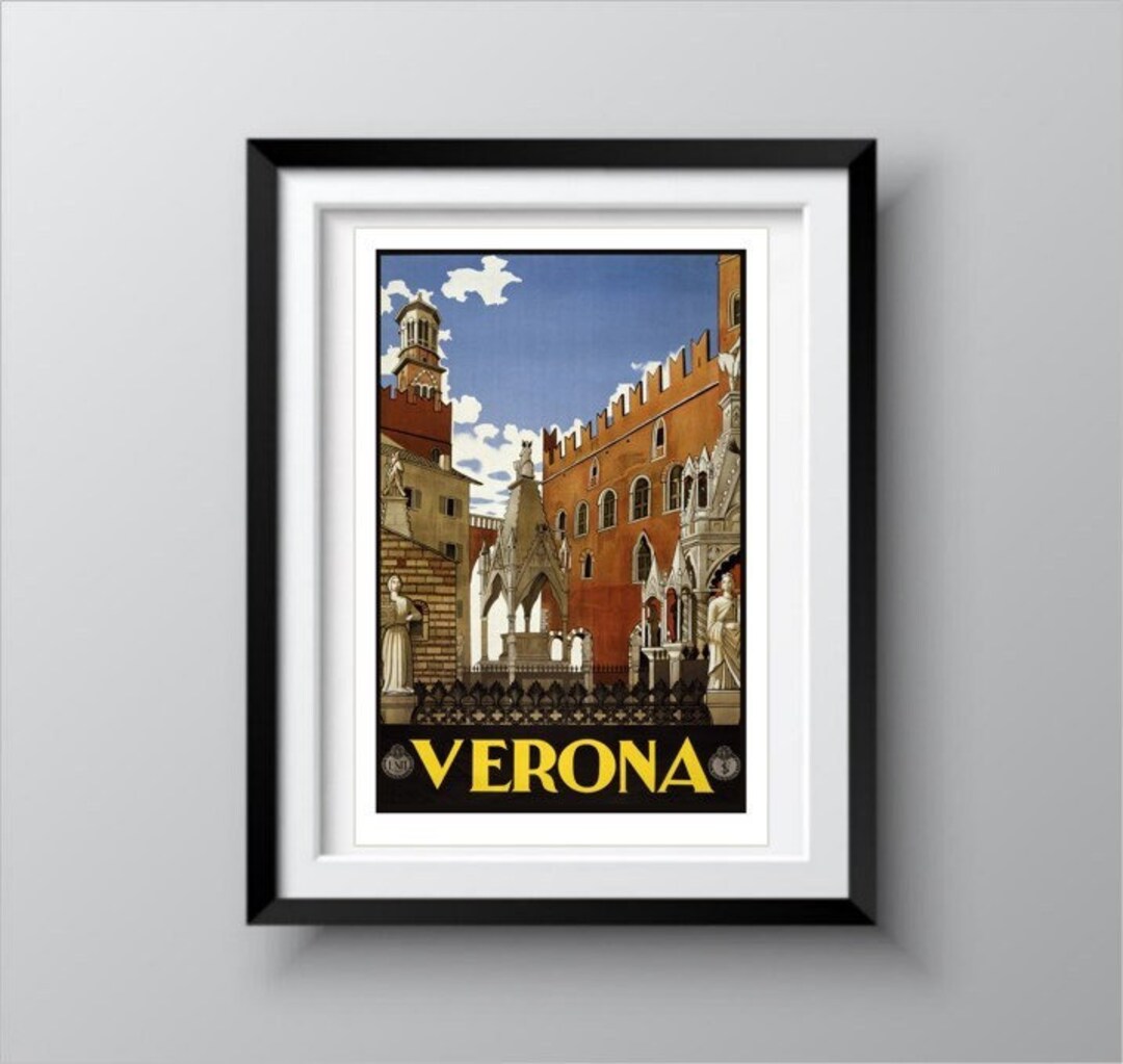 VERONA ITALY Travel Print, 1935 Vintage Travel Poster, Verona Italy ...