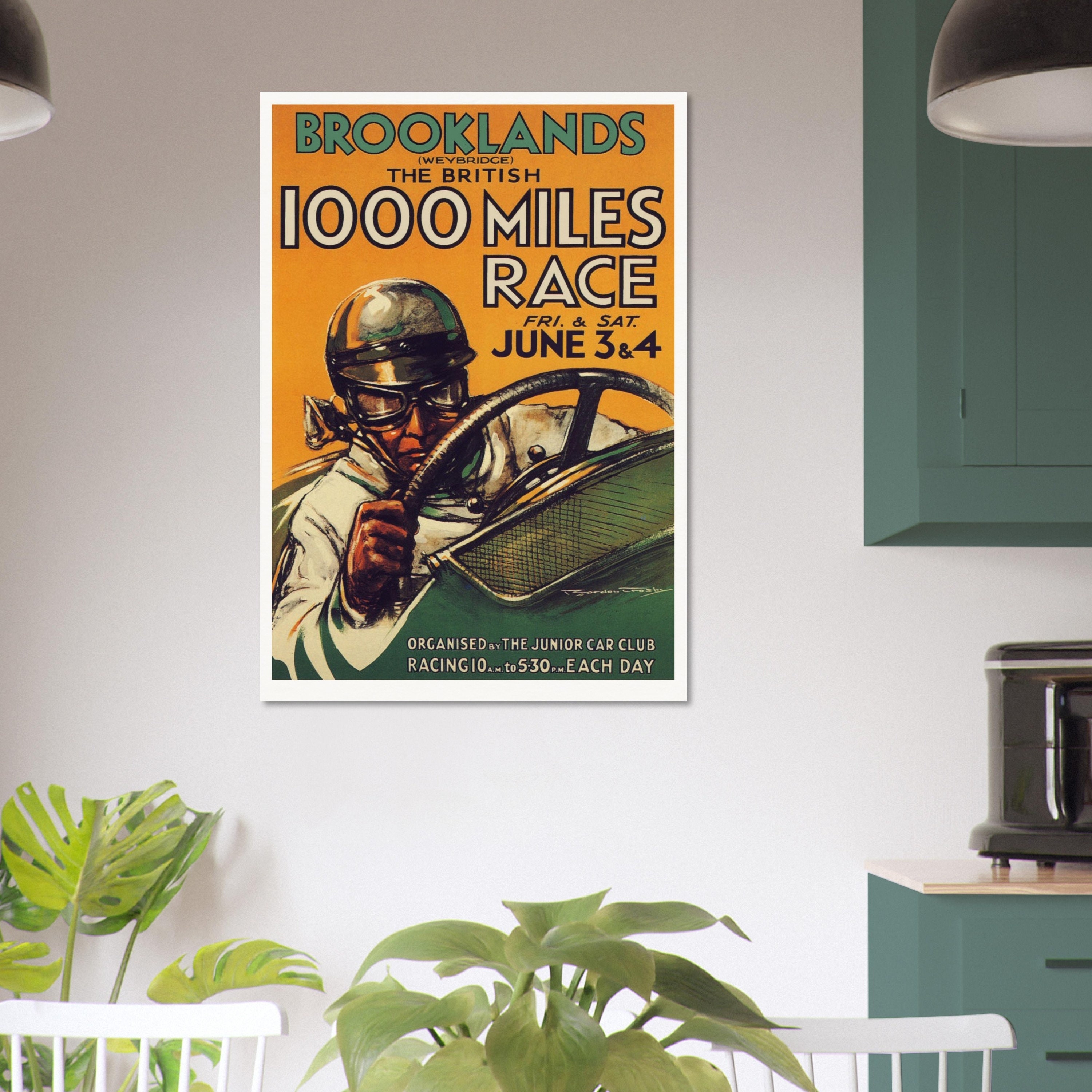 1932 Vintage British Auto Racing Poster, Brooklands 1000 Miles Race ...