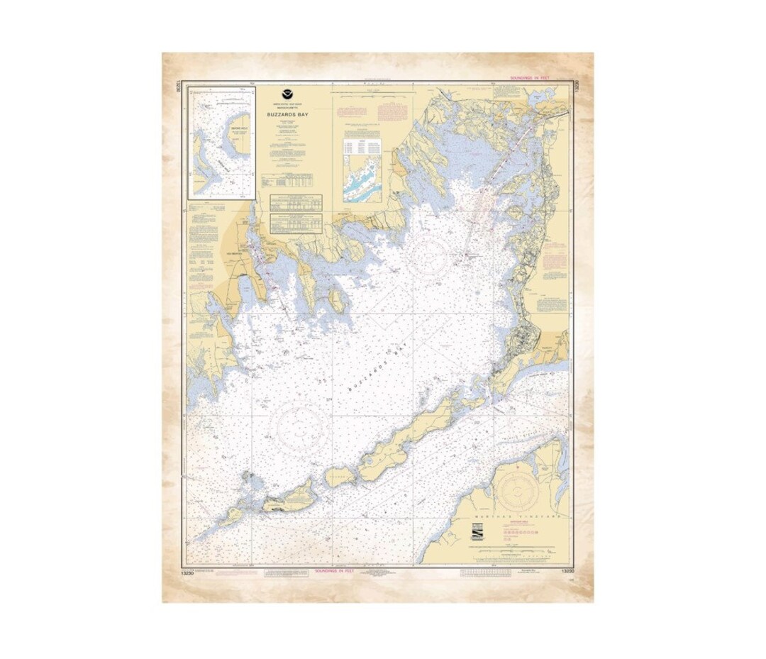 BUZZARDS BAY NAUTICAL Map Replica Print 1977 From Onset to - Etsy