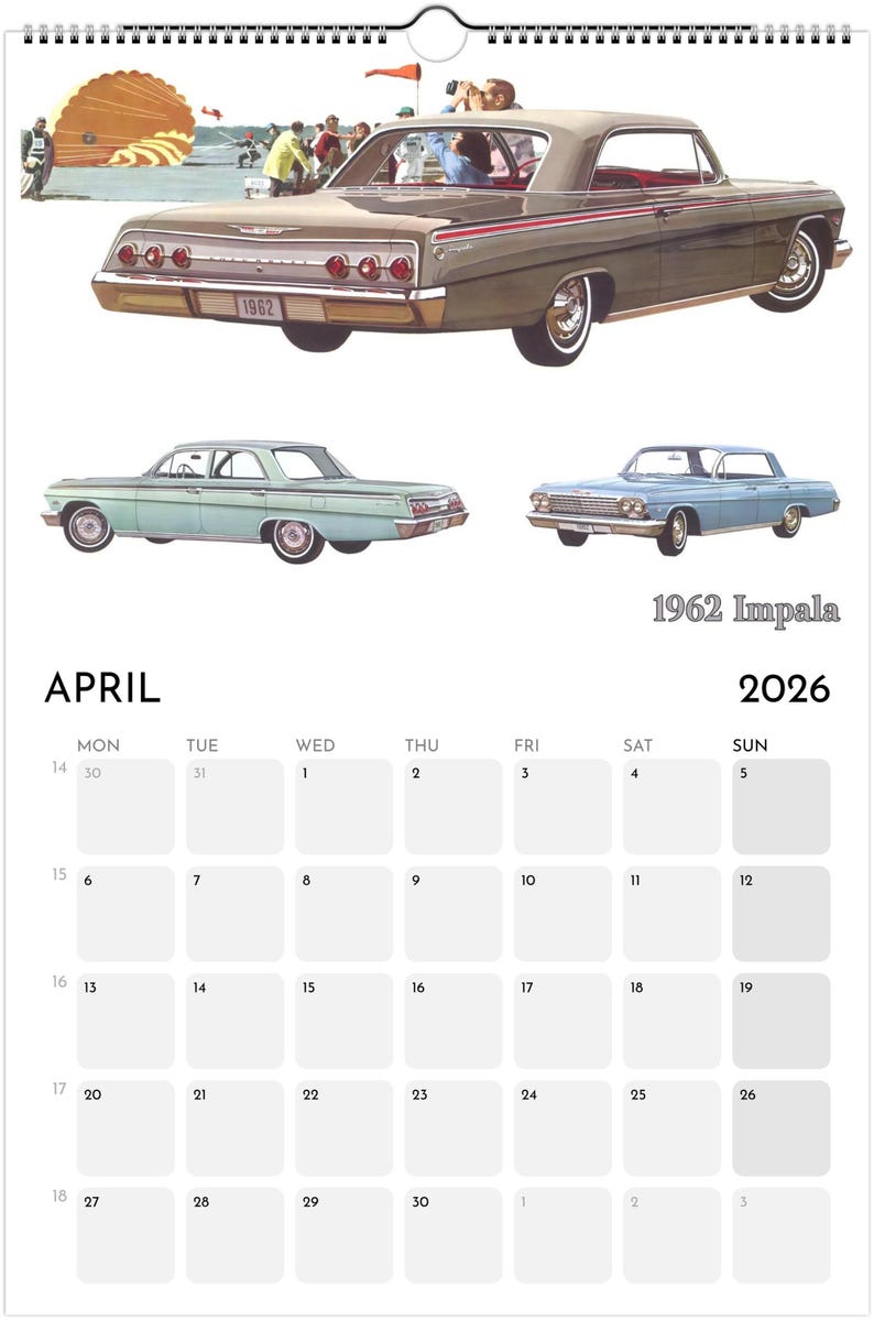 Classic Chevrolet 1960–1970 Calendar 2026, Size 11x16.5 Inches, Classic ...