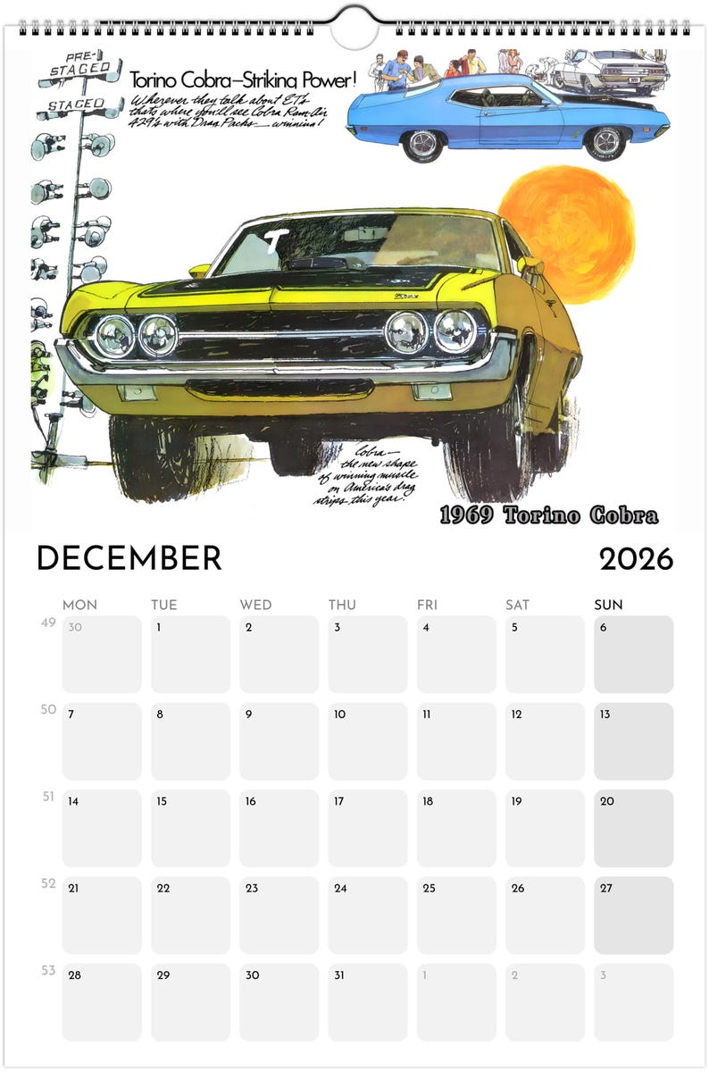 2026 Ford Classic Car Wall Calendar, (version for BUYERS OUTSIDE of ...