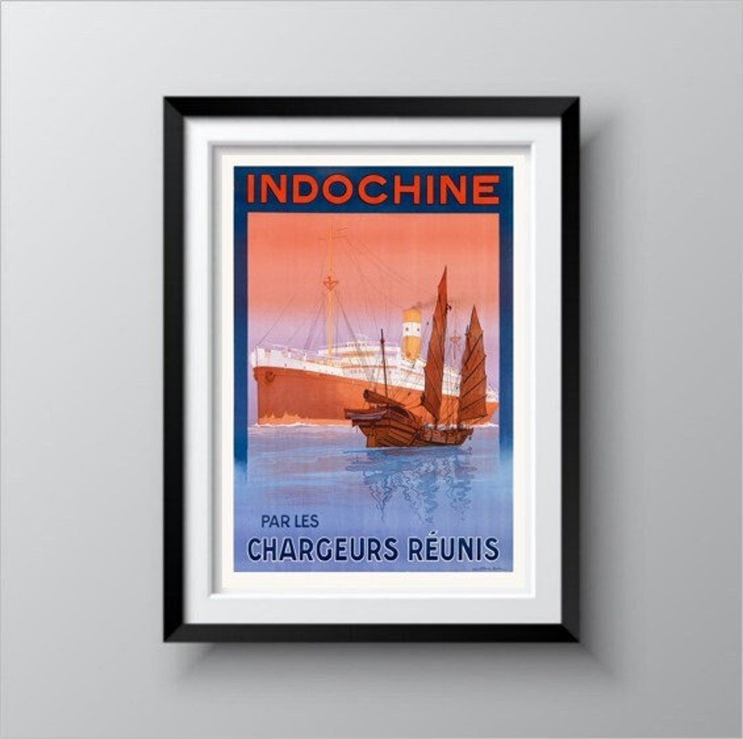 Vintage 1922 French Travel Poster, Europe to French Indochine Route ...