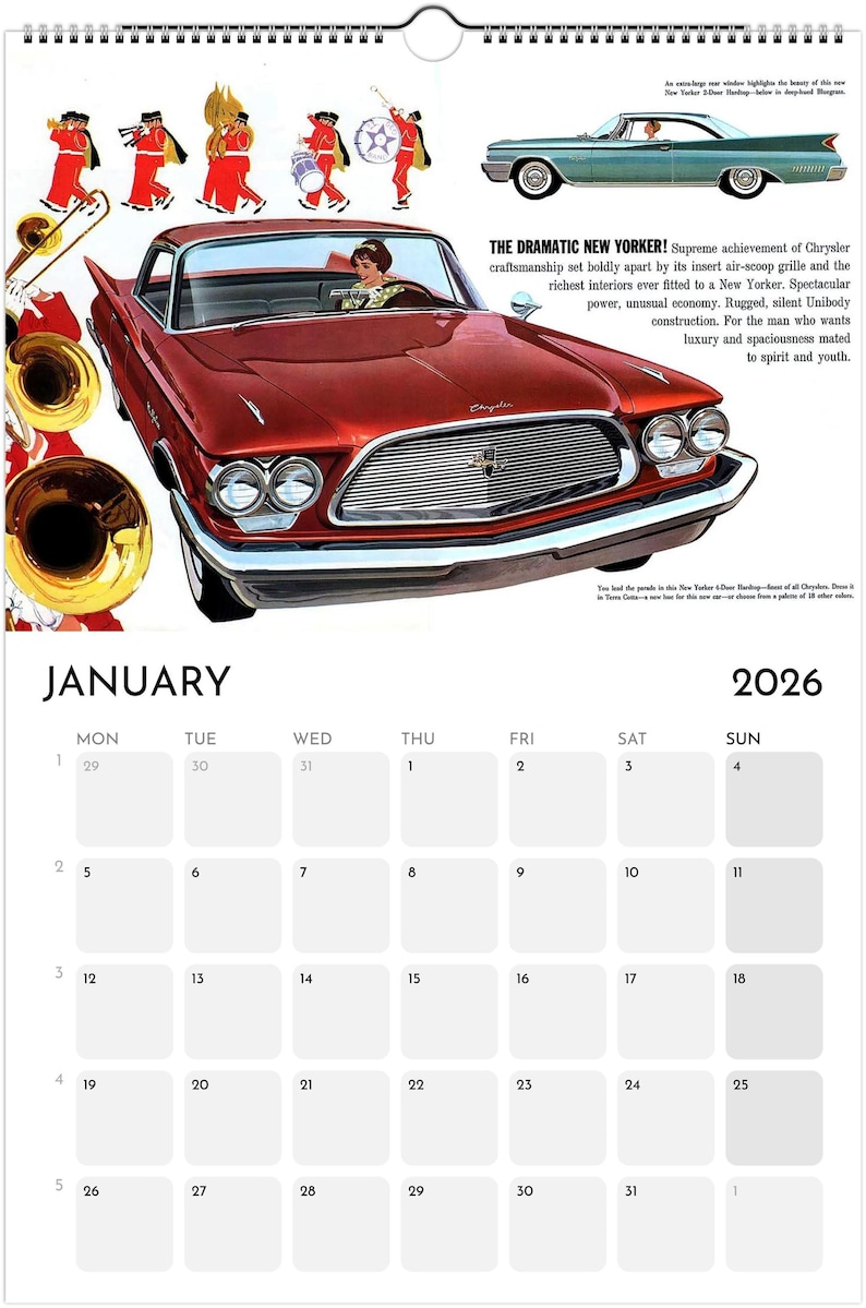2026 Chrysler Classic Car Calendar Size 11x16.5 In. Model Years 1960 ...