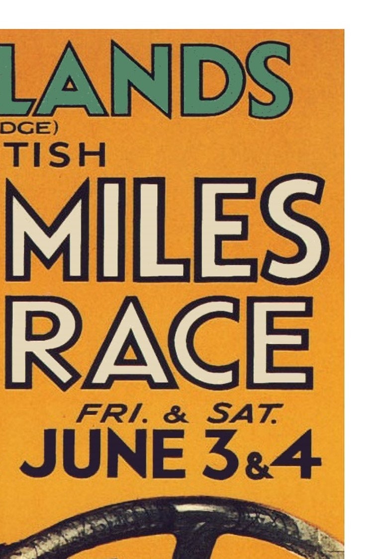 1932 Vintage British Auto Racing Poster, Brooklands 1000 Miles Race ...