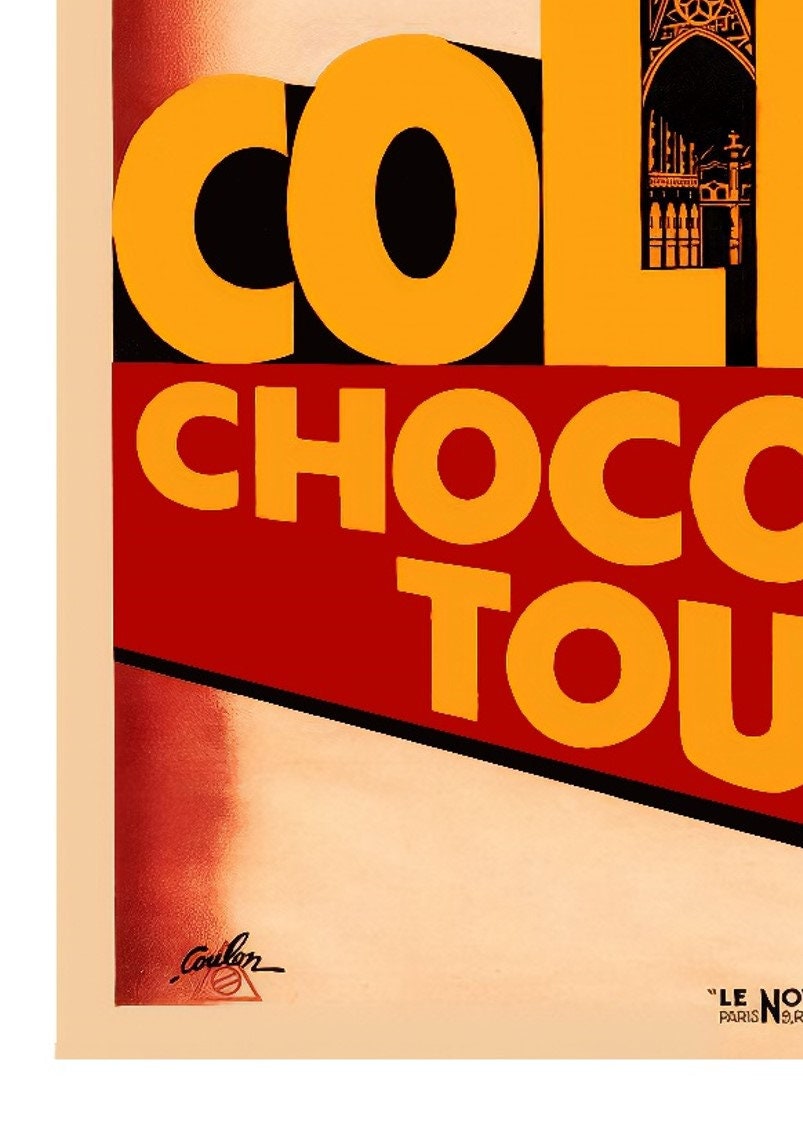 Art Deco Print 1930 Collas Chocolat of Tours France, Vintage Food ...