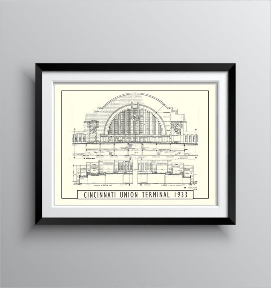 CINCINNATI RAILROAD STATION Union Terminal 1931 Replica Print Classic ...