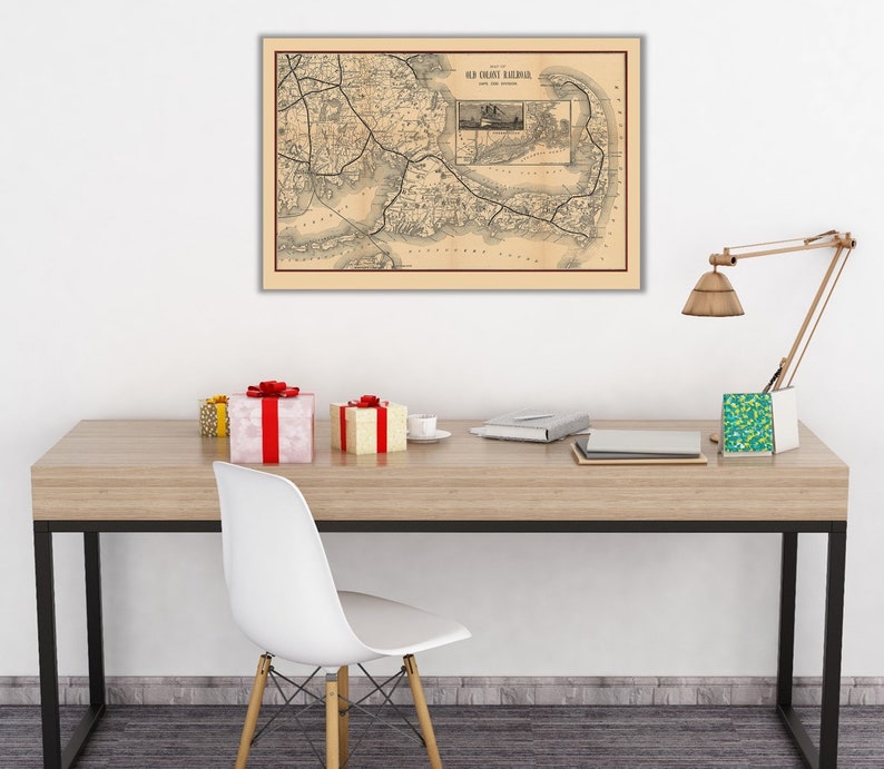 OLD COLONY LINE Railroad Map Replica Print 1888 - Tracks From Taunton ...
